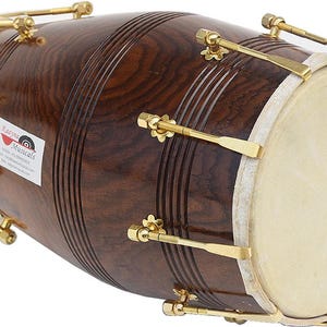 Dholak Drum, Golden Bolt Tuned, Hand Made, Solid Sheesham Wood, Special ...
