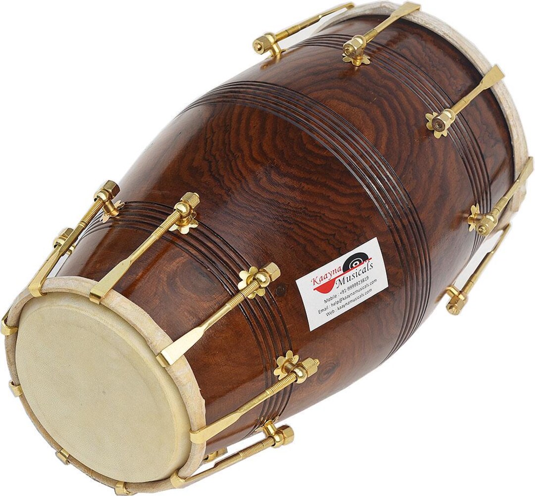 Dholak Drum, Golden Bolt Tuned, Hand Made, Solid Sheesham Wood, Special ...