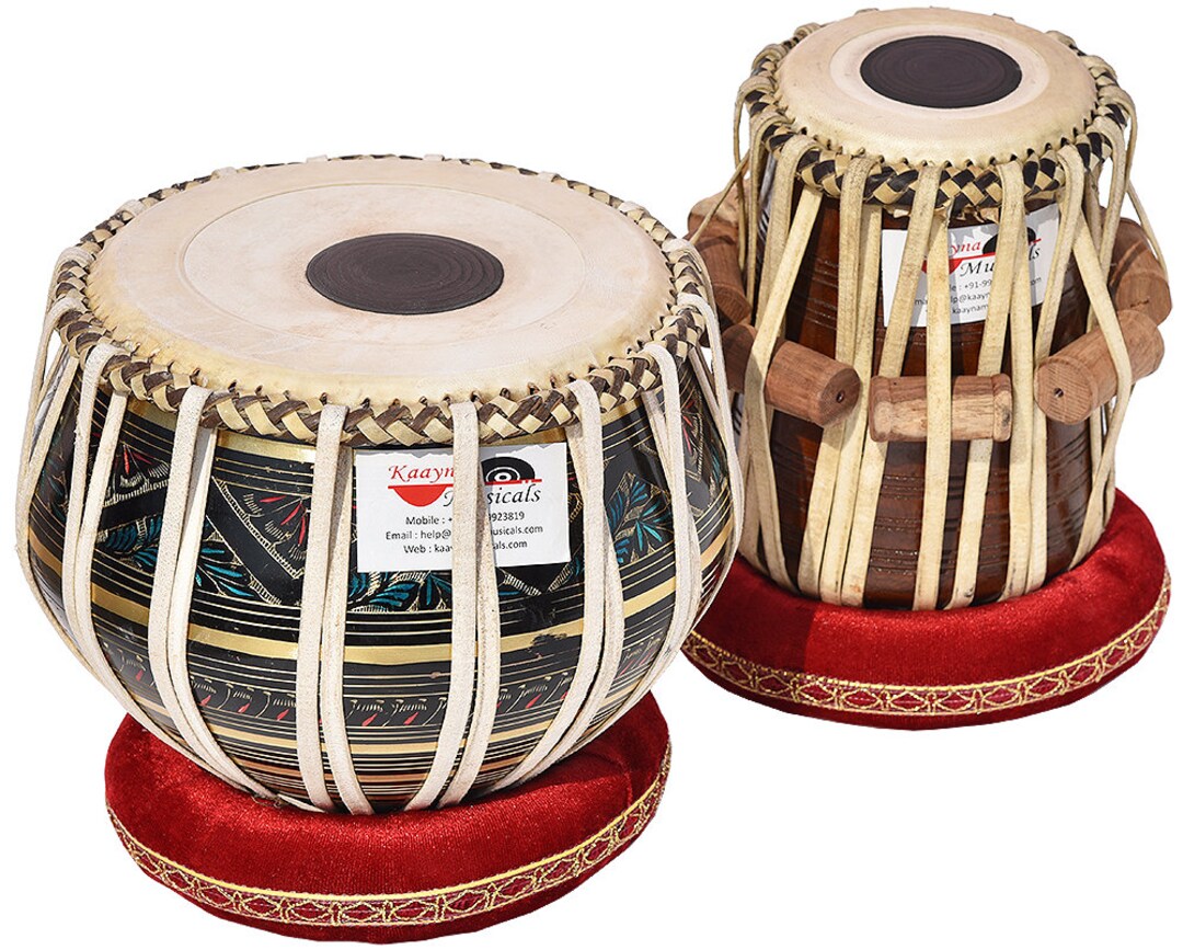 Handmade Tabla Drum Set: Black Brass Bayan, Sheesham Dayan - Includes ...