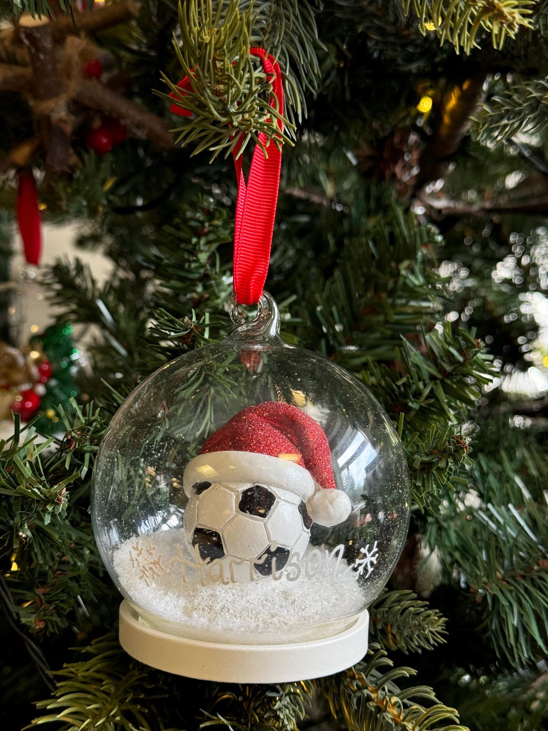 Personalised Glass Football Bauble - Etsy UK