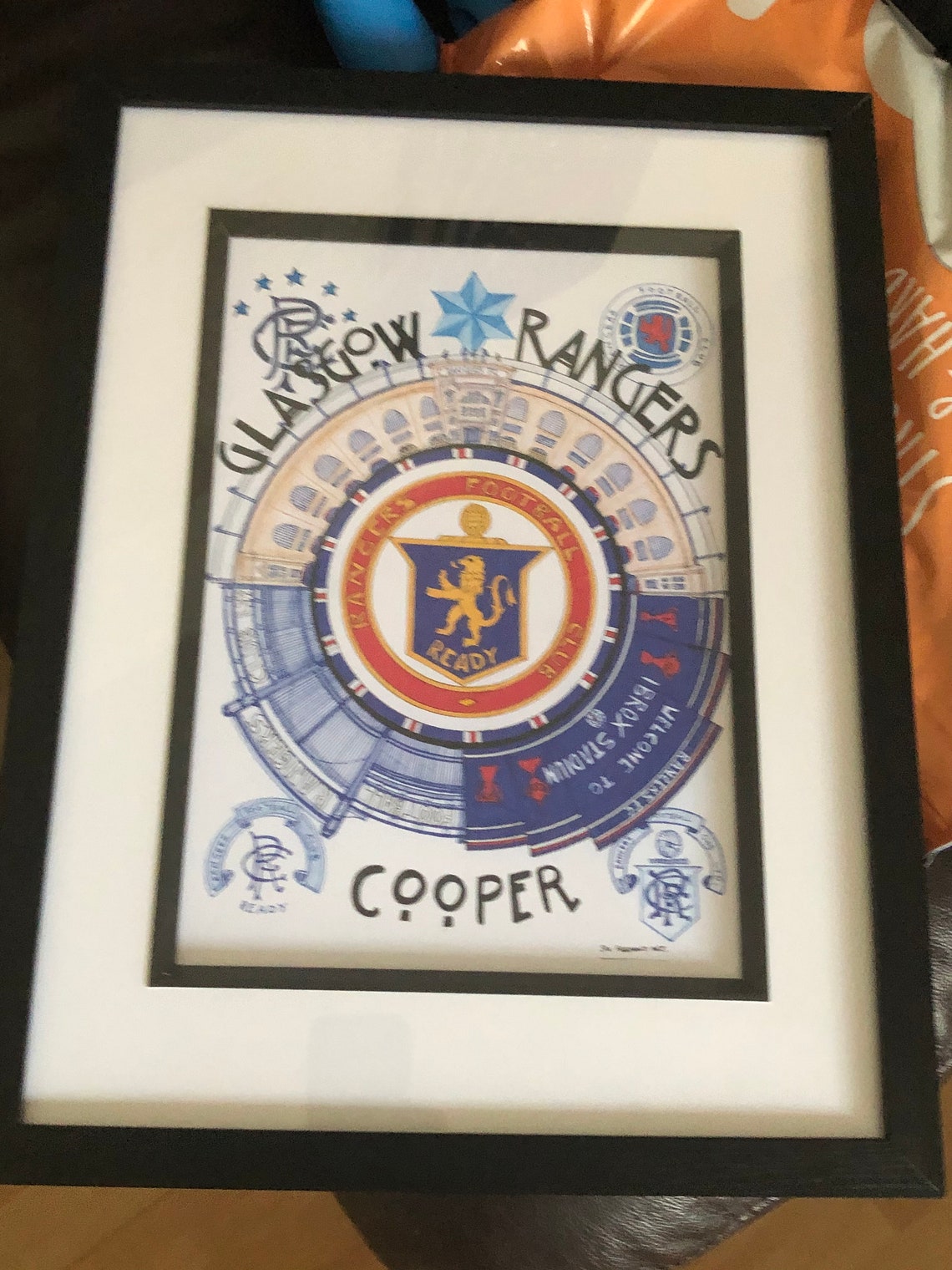 Hand Drawing Glasgow Rangers Football Club Personalised | Etsy