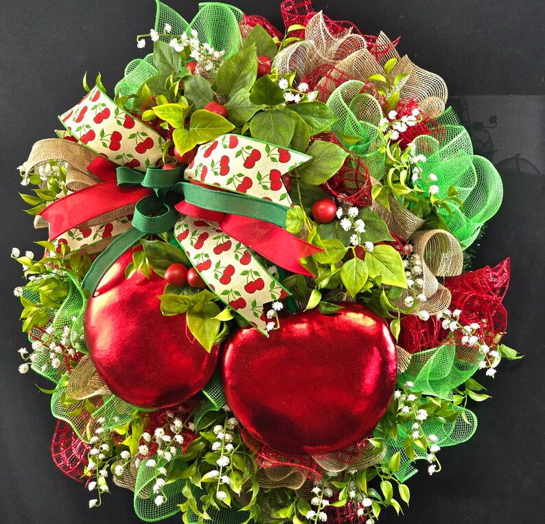 Cherry Jubilee, Everyday Wreath, Home Decor, Wreath for Door, Seasonal ...