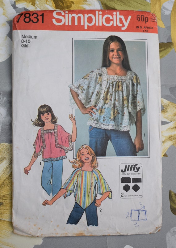 Vintage Simplicity 7831 Girls Pullover Boho Top Sewing Pattern - Etsy UK