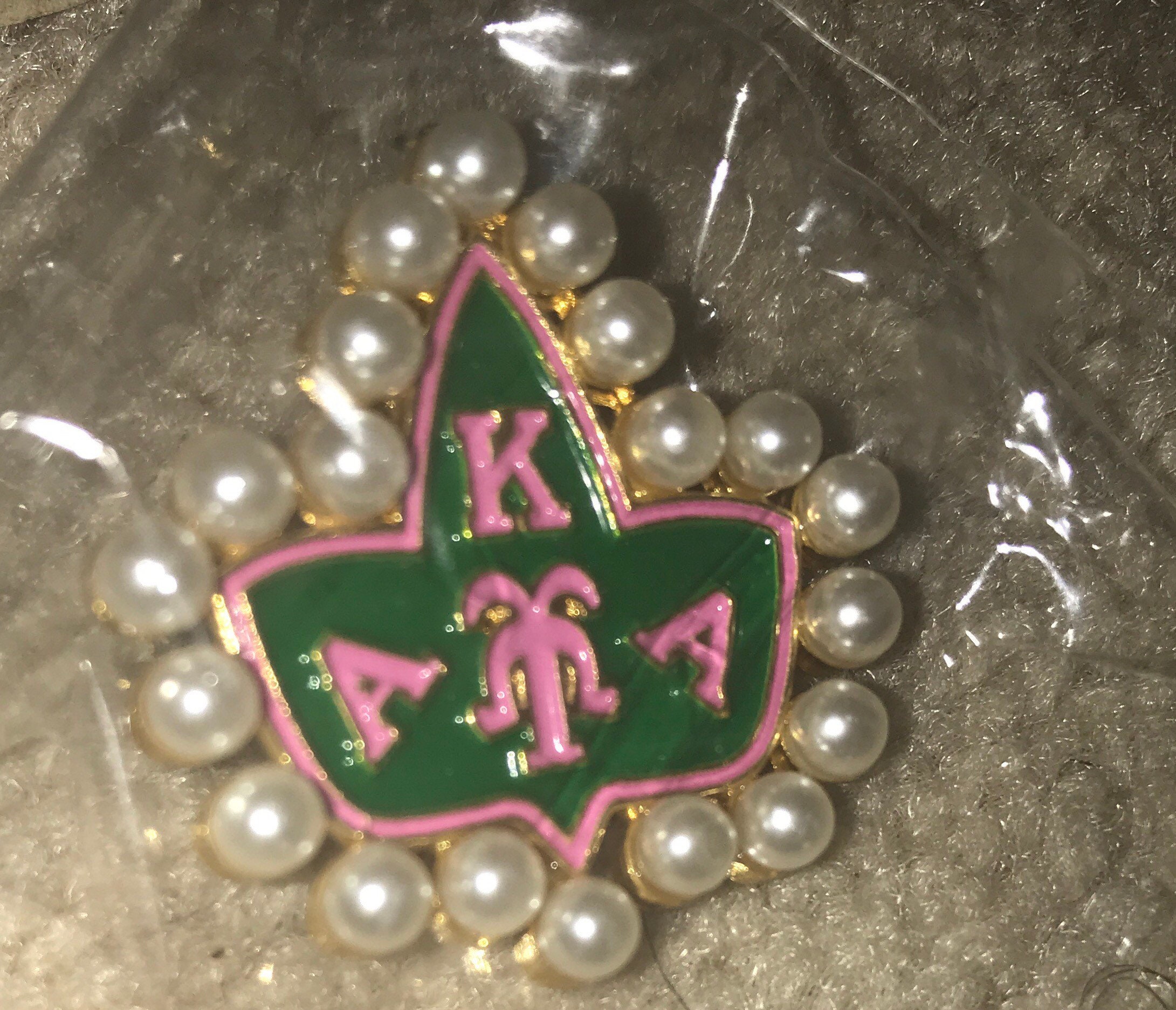 For Alpha Kappa Alpha AKA Ivy Pink Green Pearl Brooch / Pin | Etsy