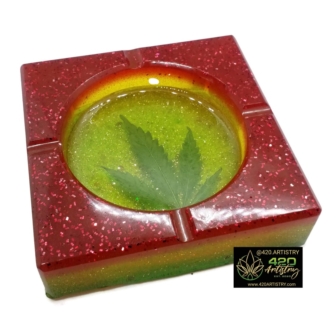 Rasta Ashtray, Marijuana Leaf Ashtray, Resin Ashtray, Pot Leaf Ashtray, 420 Gift, Marijuana ...