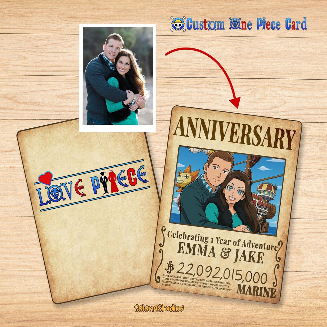 Personalized OP Couple Pirate Cards, Custom Anime Card, Anime Wanted ...