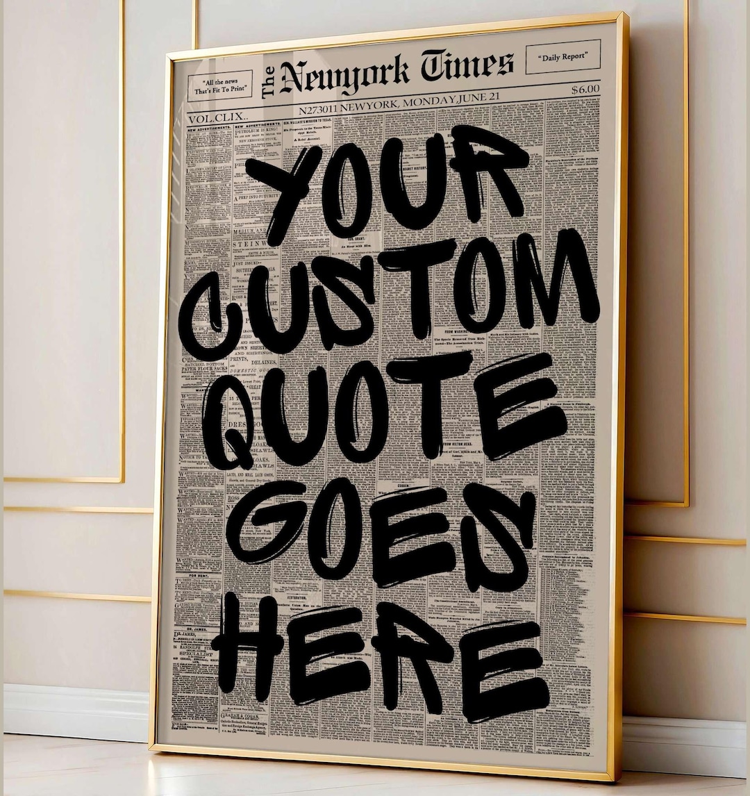 Vintage Personalized Newspaper Poster, Custom Quote Wall Art ...