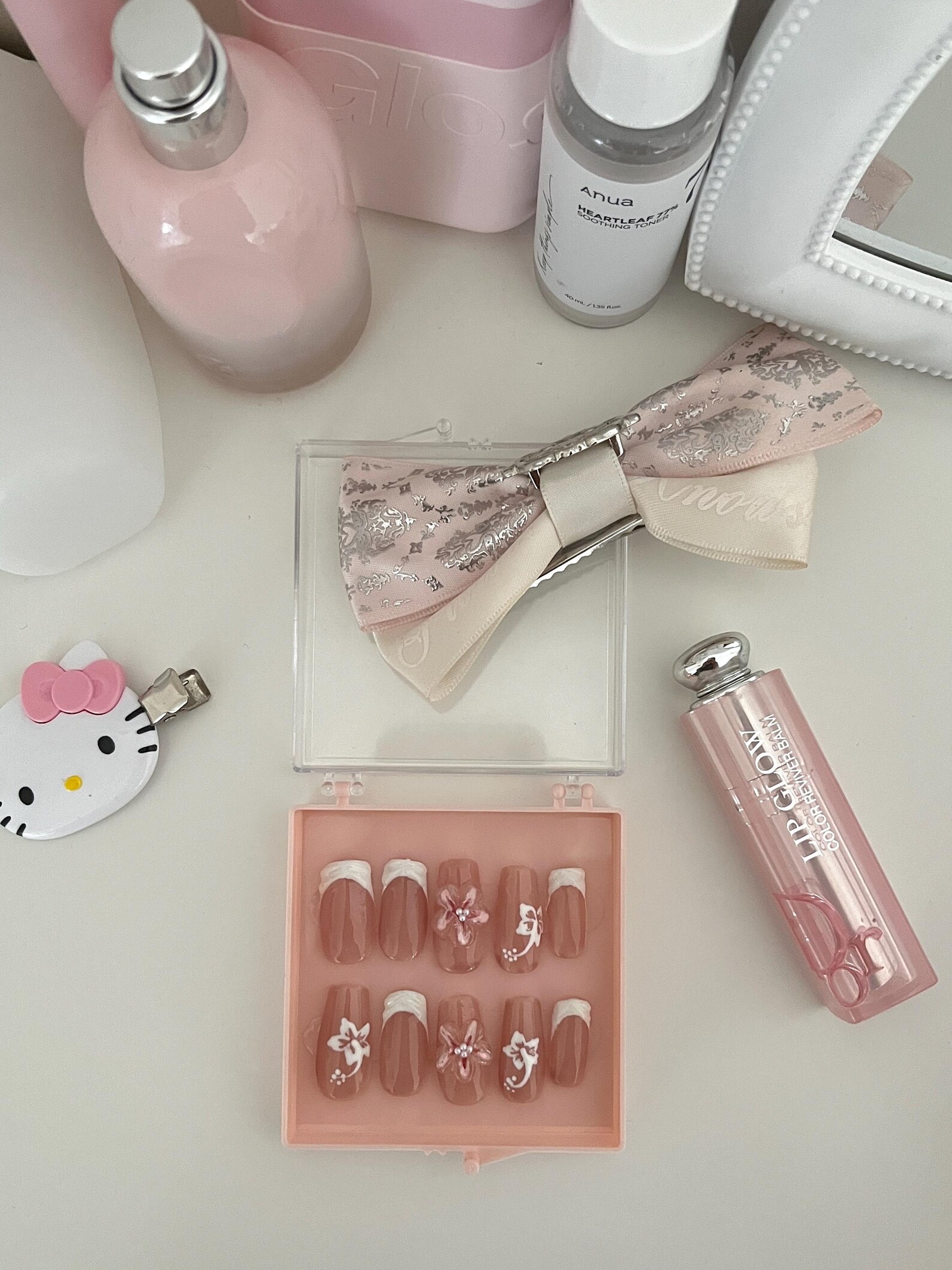 3d Flower French Tip Press-ons Nails - Etsy