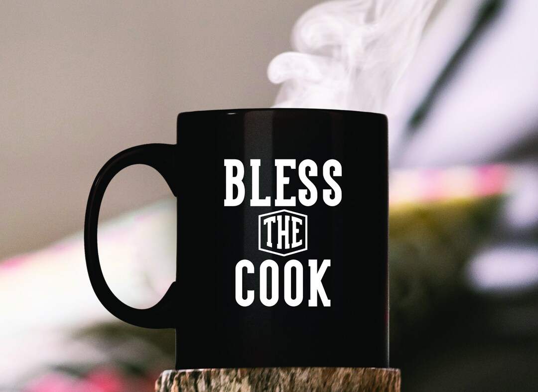 Bless the Cook 15oz Black Mug Gift for Chef - Etsy