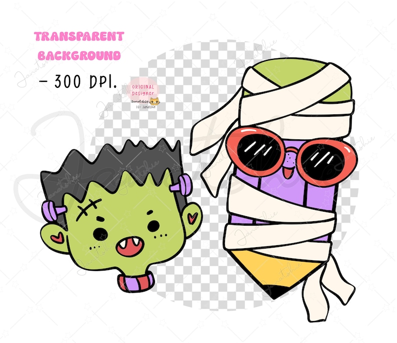 Groovy Halloween Clipart Bundle: Spooky School PNG Illustrations ...
