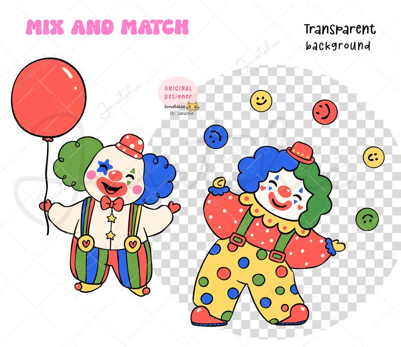 Clowncore PNG Clipart, Circus Kidcore, Digital Sticker Design (21 ...
