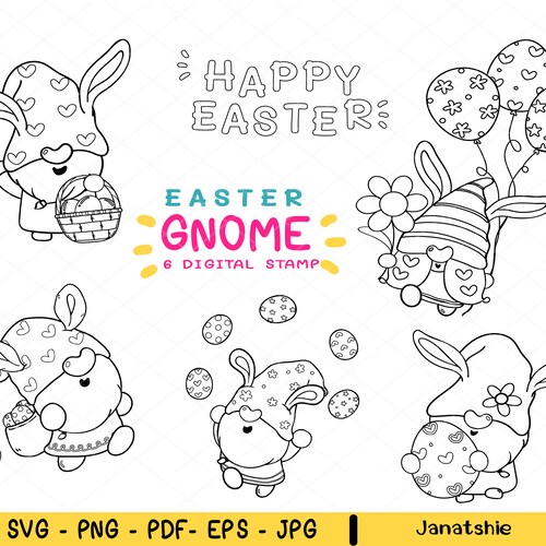 Easter Gnomes Digital Stamps Bunny Gnome Png Gnome Clipart - Etsy