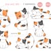 Cat Clipart Set, Cute Calico Cat Png, Digital Clip Art With Japanese ...