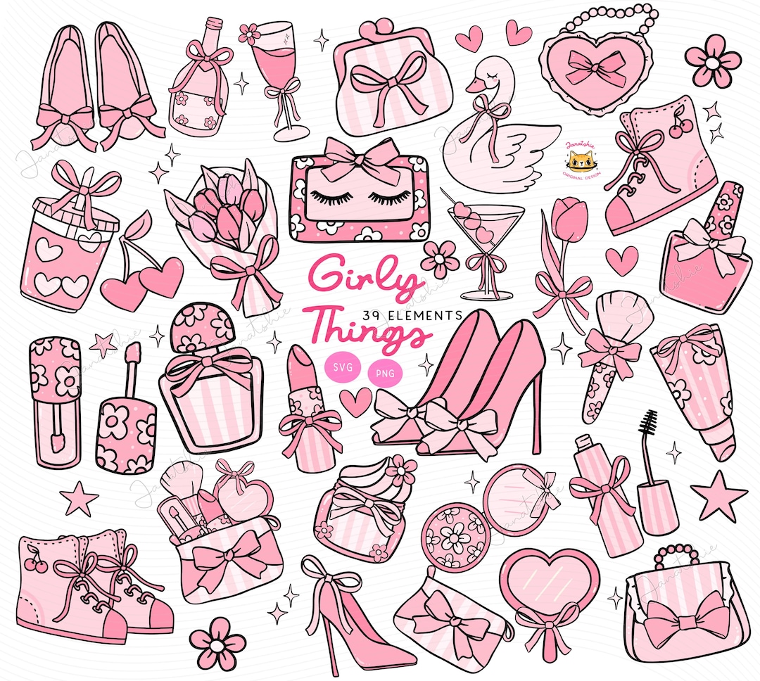 Girly Things Clipart Coquette Girly Stuff Pink Aesthetic PNG & SVG Pink ...