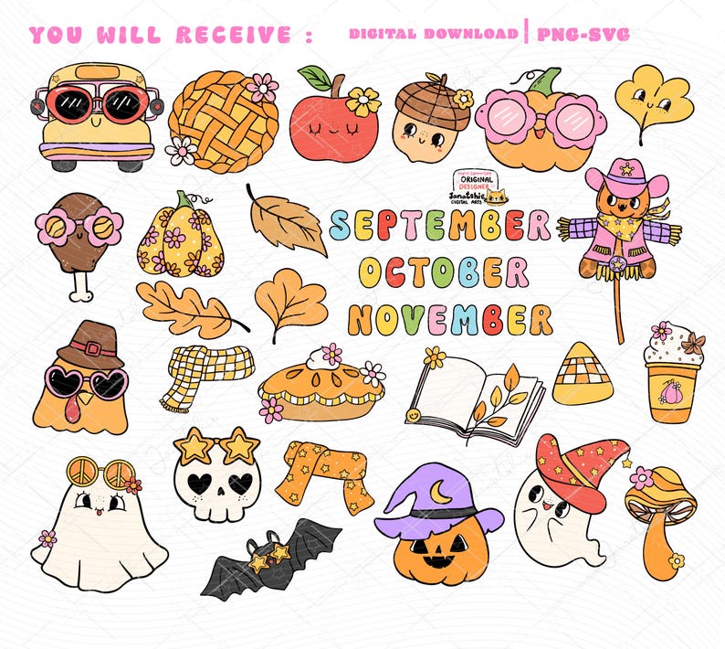 Groovy Months of the Year Clipart: Retro Disco Classroom Decor (PNG EPS ...