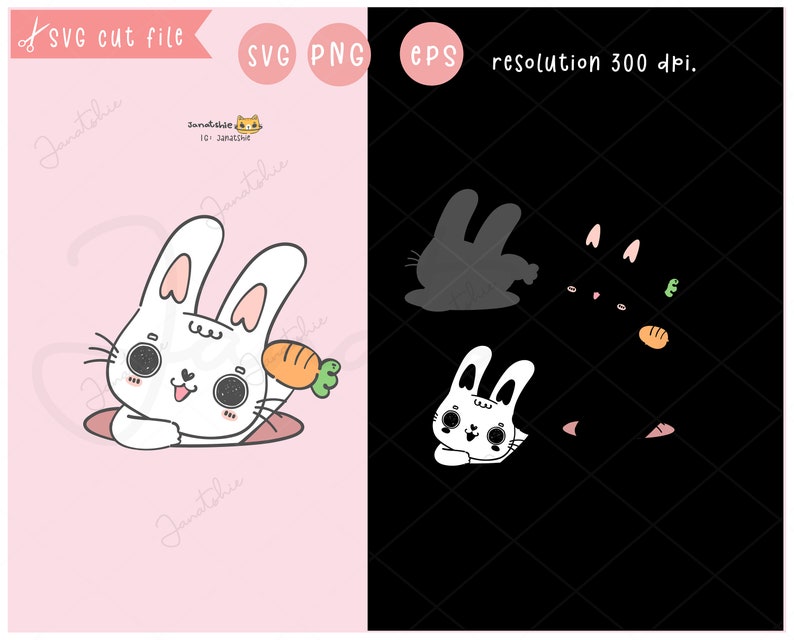 Cute Baby Bunny Clipart Rabbit in Hole Svg Cut File Kawaii - Etsy