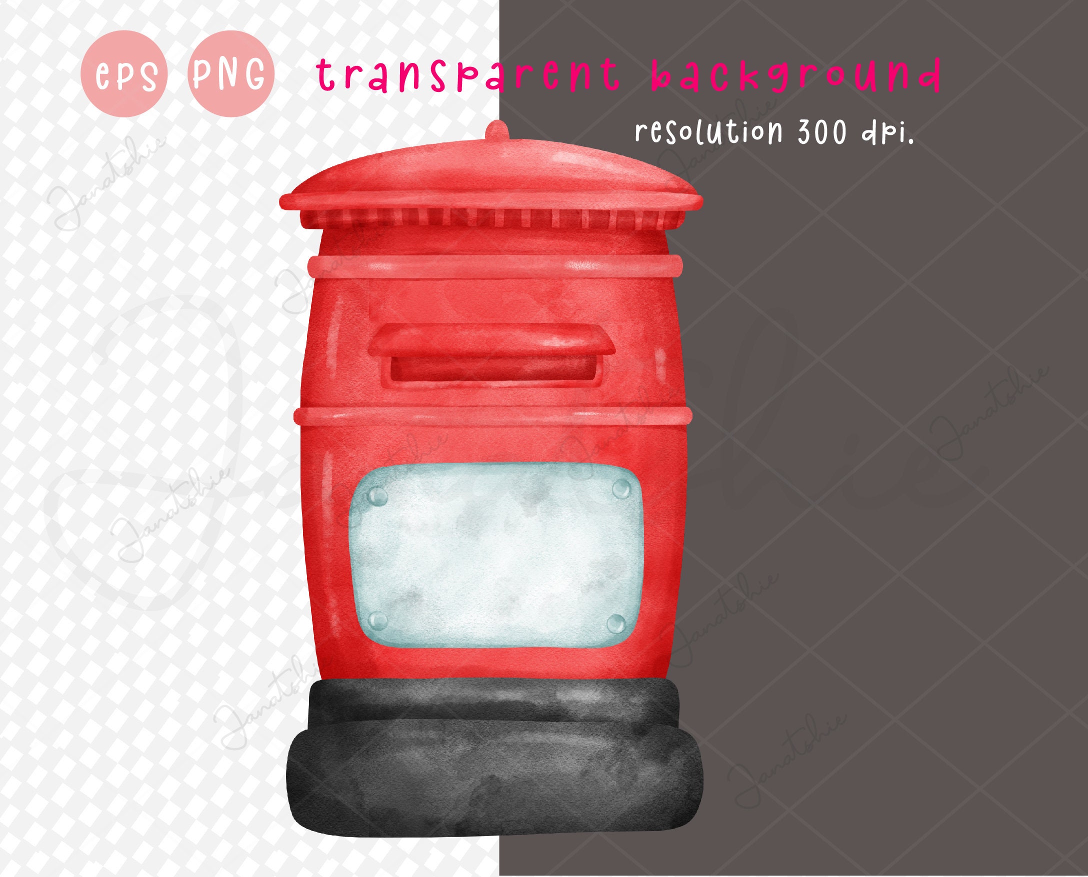 Watercolor Mailbox Clipart Set: Vintage Post Office PNG Graphics ...