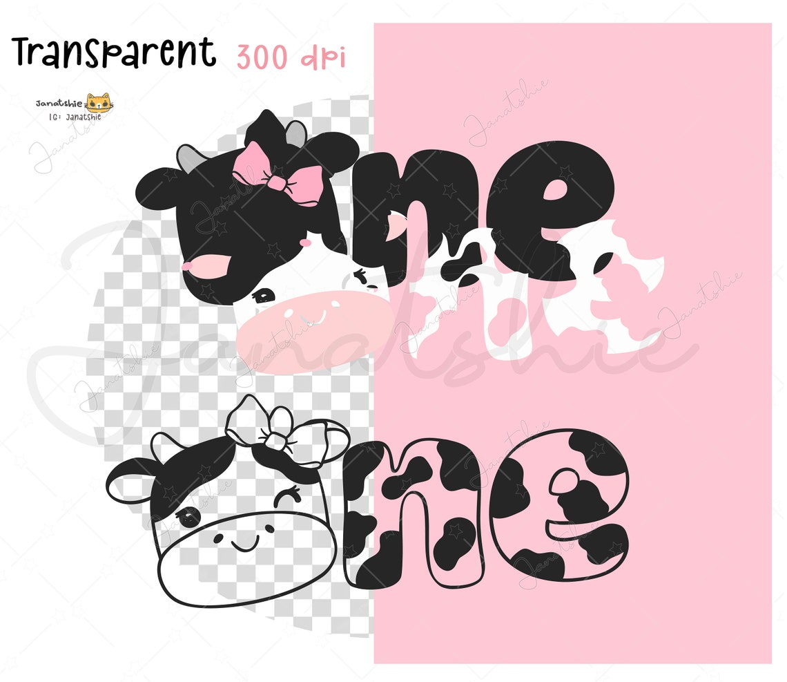 Cow One Girl Birthday SVG, PNG, 1st Birthday Girl Svg, Cow With Bow ...