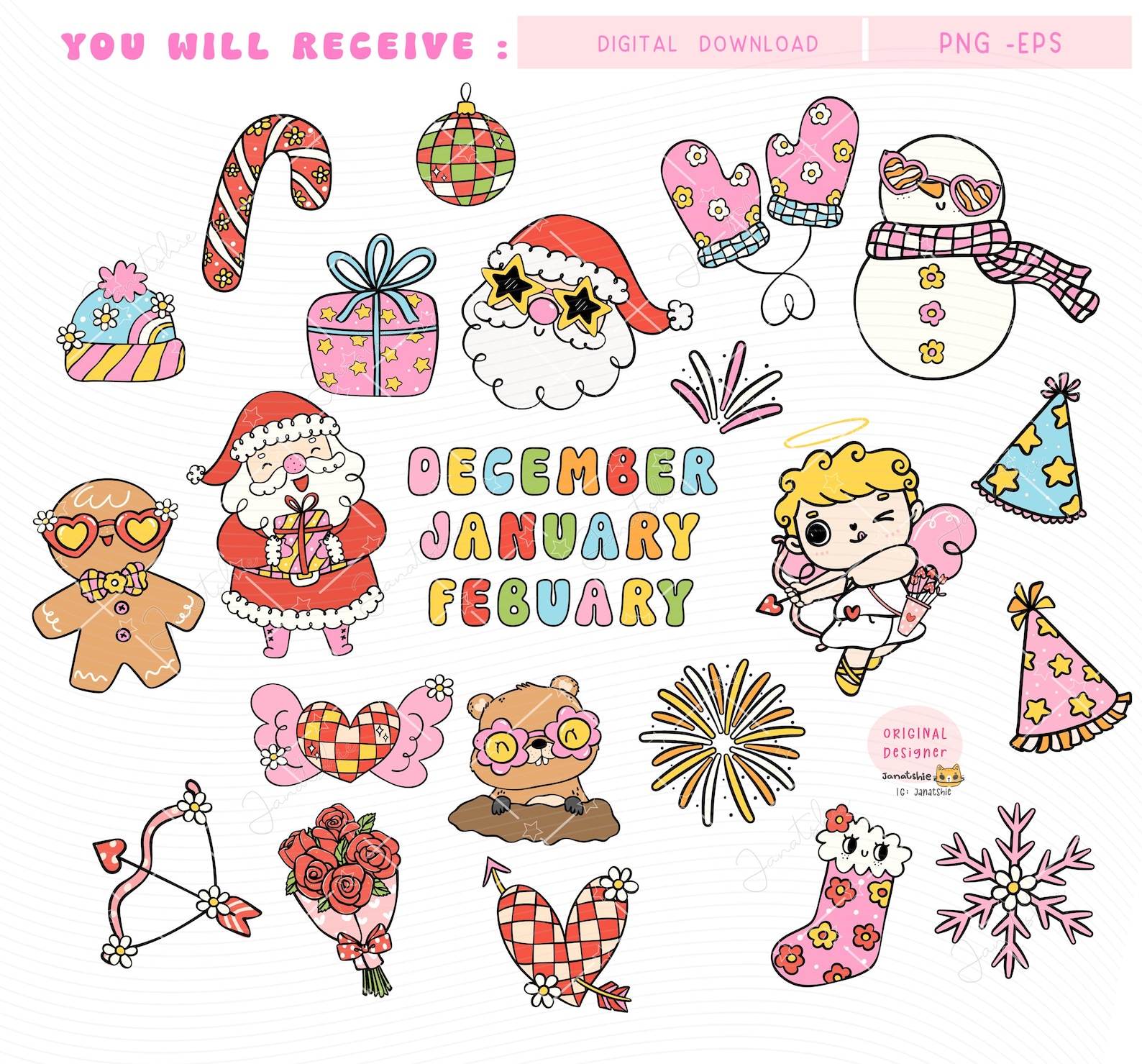 Groovy Months of the Year Clipart: Retro Disco Classroom Decor (PNG EPS ...