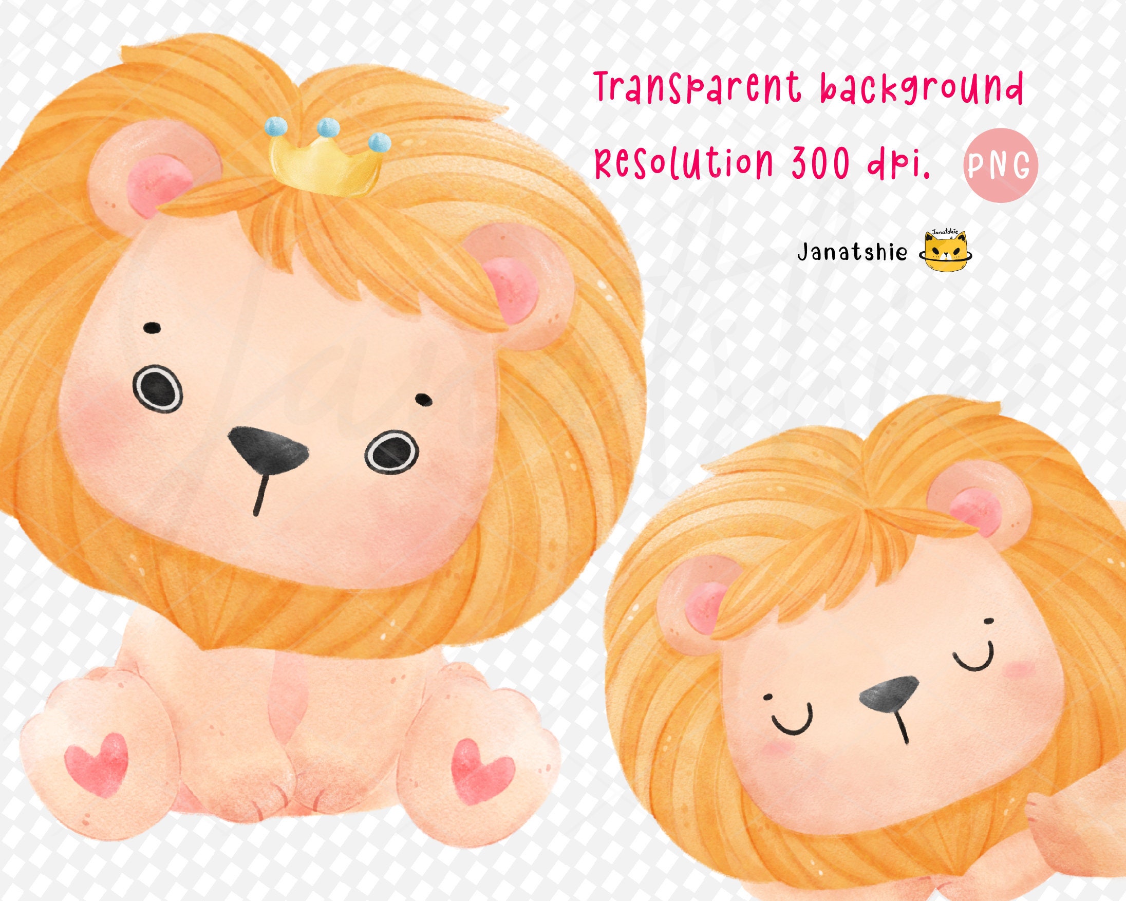 Cute Baby Lion Watercolor PNG Clipart Set Adorable Child Like - Etsy
