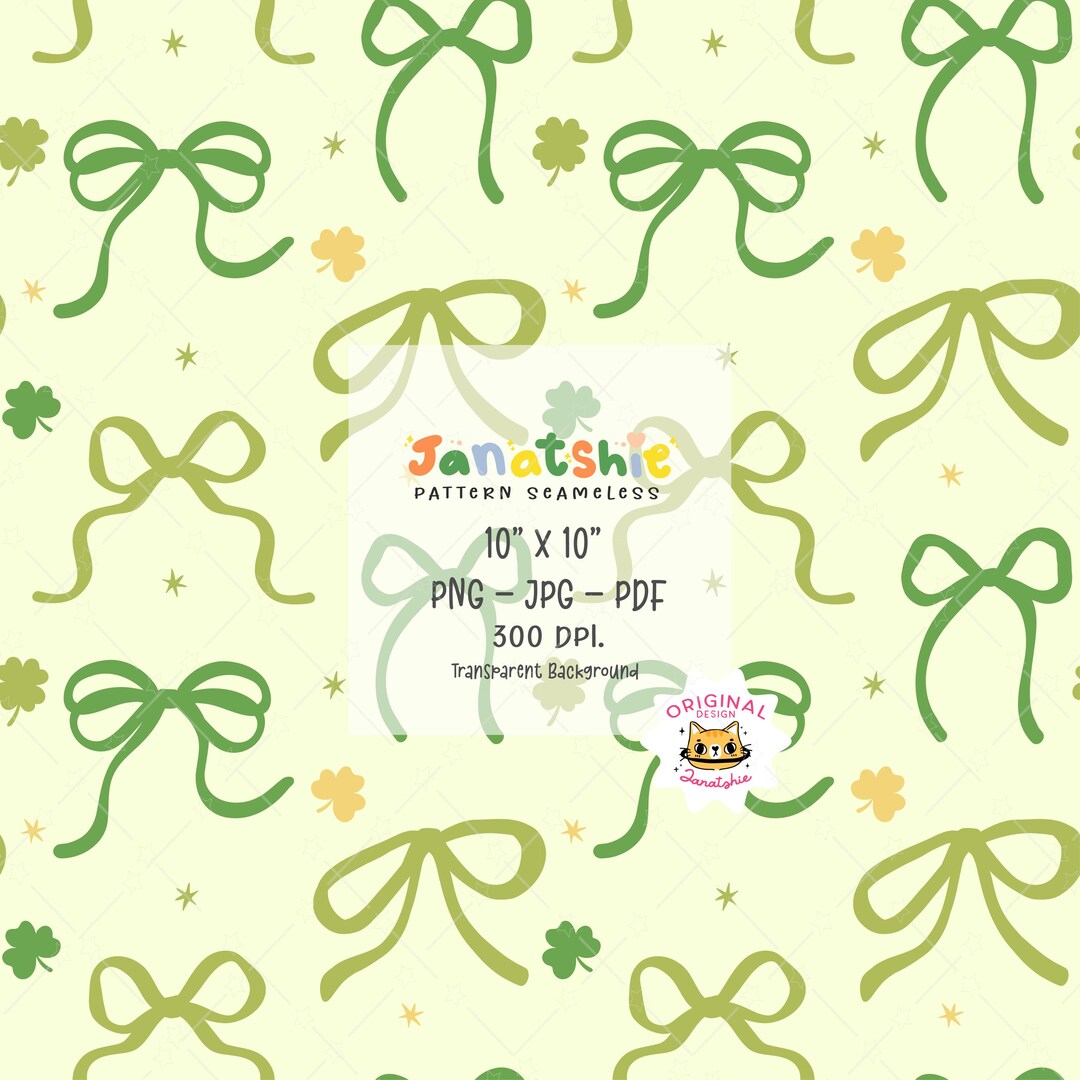 Coquette Shamrock Seamless Pattern Retro Squiggle St Patrick Day Repeat ...