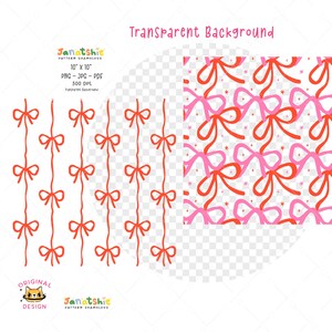 Retro Coquette Wavy Bow Seamless Pattern Red and Pink Whimsical ...