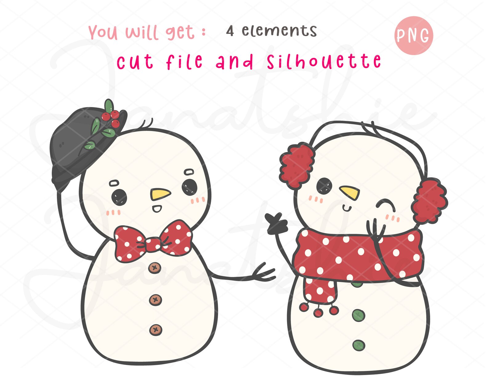 Cute Snowman SVG Cut File for Christmas Kawaii Holiday - Etsy