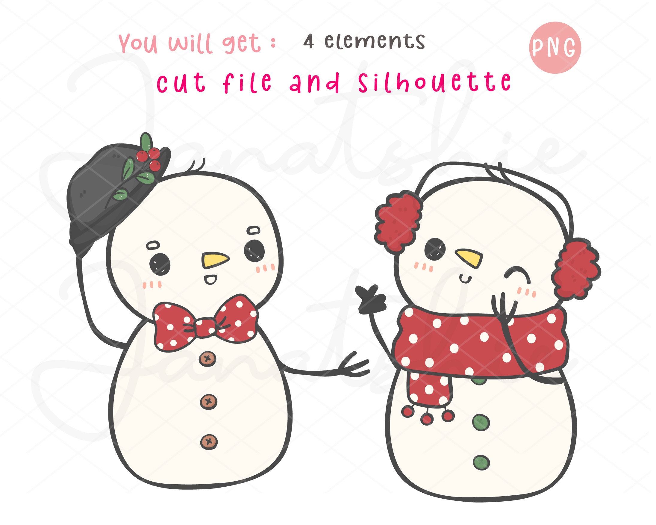 Cute Snowman SVG Cut File for Christmas Kawaii Holiday - Etsy