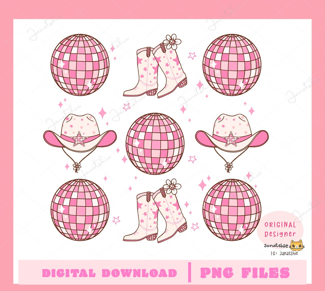 Disco Cowgirl Png, Disco Ball Cowboy Hat, Groovy Cowgirl Boots Png ...