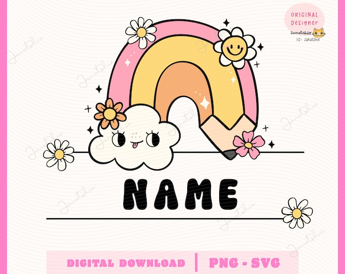 Retro Rainbow Teacher Appreciation SVG PNG: Custom Name Frame - Etsy