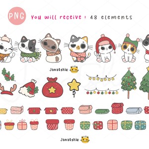 Christmas Cat PNG Set - Funny Cartoon Kitten Doodle Clipart - Instant ...