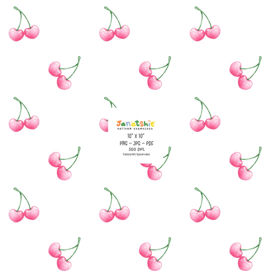 Coquette Pattern Seamless Watercolor, Cute Preppy Pink Cherries ...