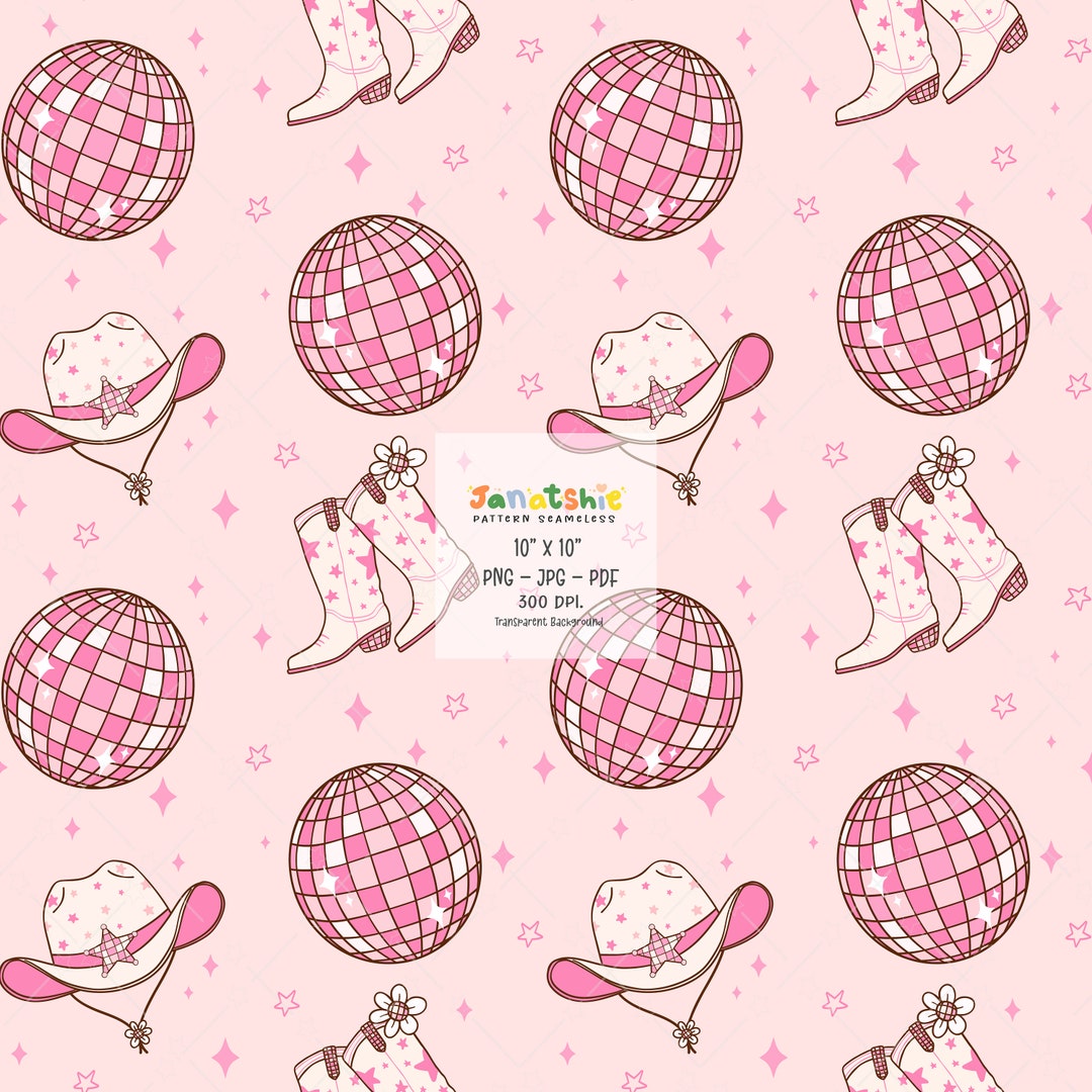 Disco Cowgirl Pattern Seamless, Cowboy Girl Seamless File, Western Soft ...