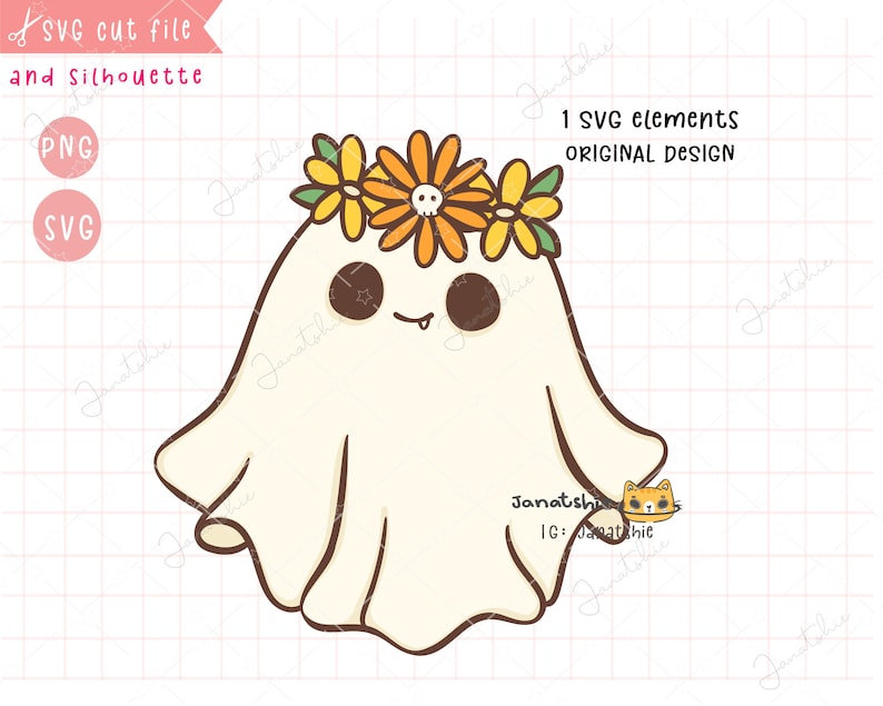 Cute Retro Ghost Flower SVG Retro Halloween Daisy Ghost Clipart - Etsy