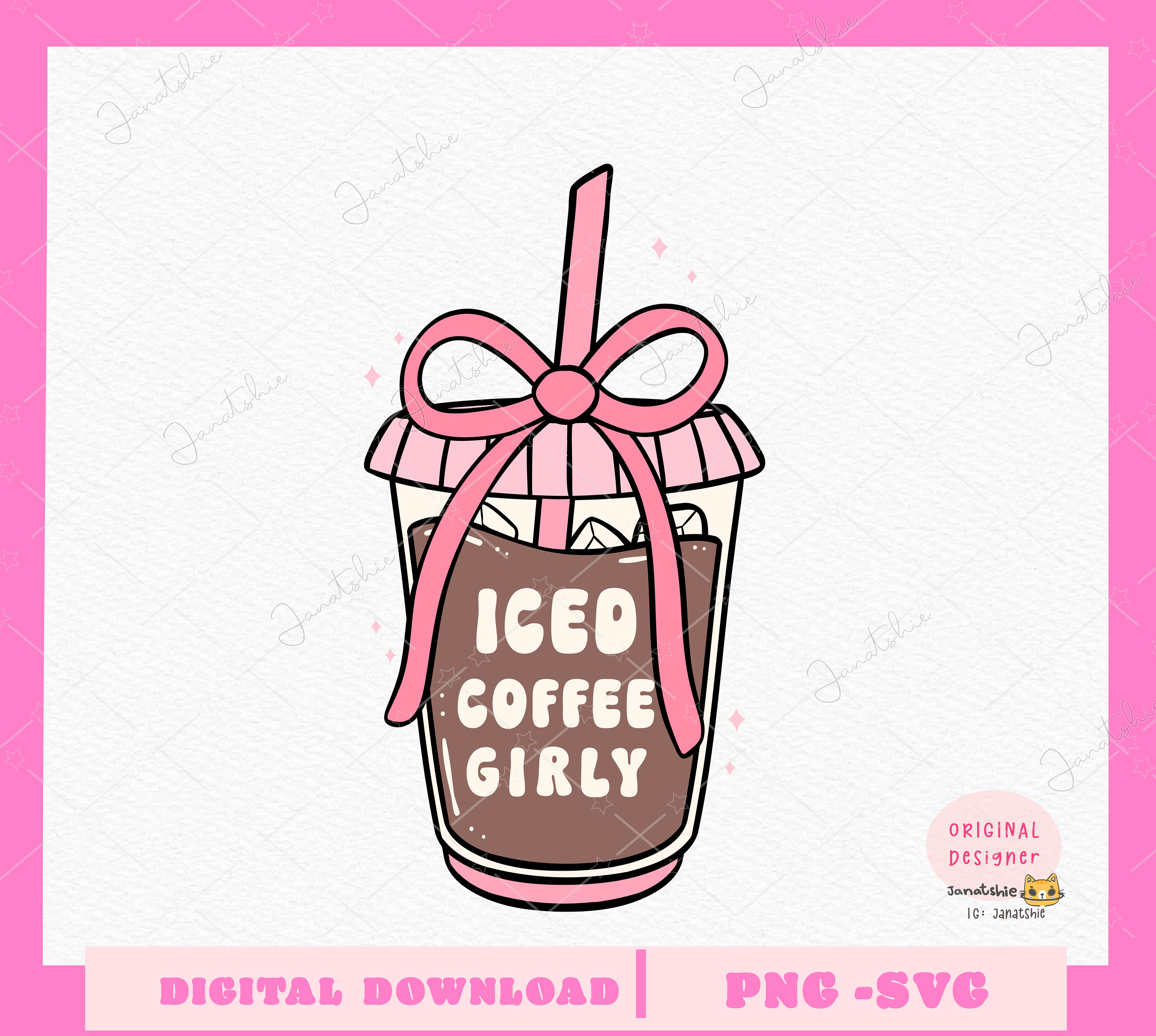 Coquette Iced Coffee SVG Retro Iced Coffee Girly Positive Vibe Ice ...