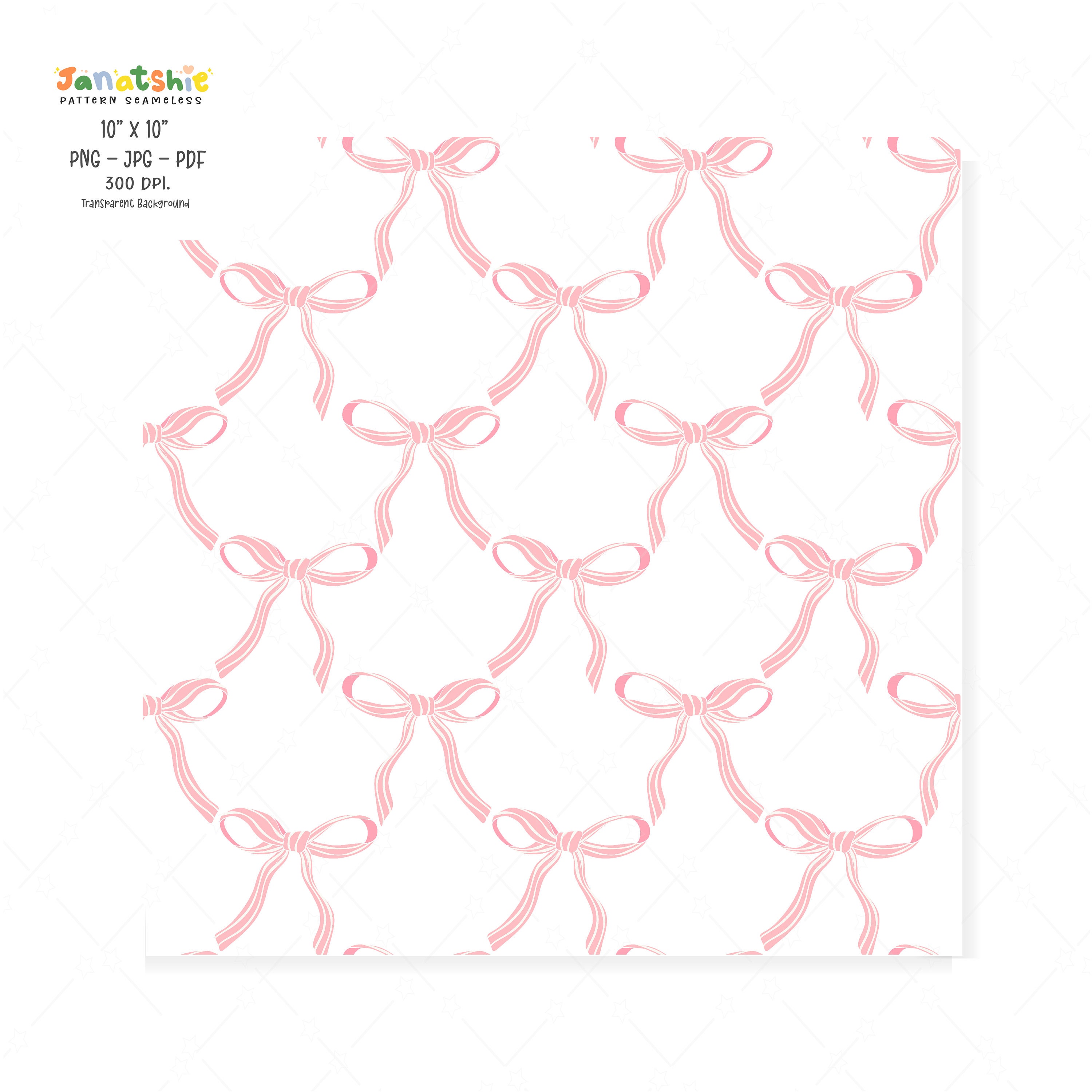 Coquette Pattern: Pink Ribbon Bow Seamless Digital Paper (PNG, JPG, PDF ...