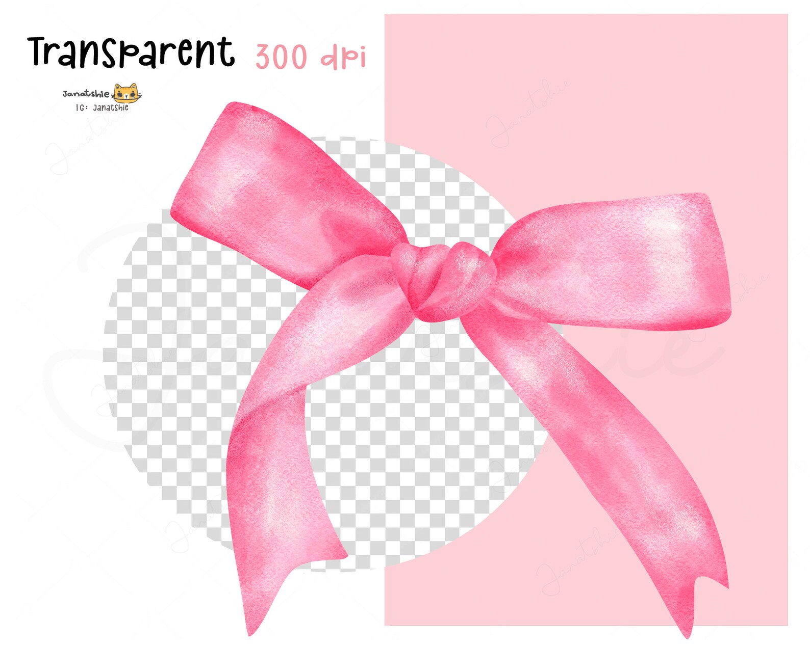 Hot Pink Coquette Ribbon Bow Watercolor Clipart: PNG Set (digital ...