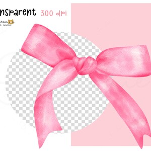 Hot Pink Coquette Ribbon Bow Watercolor Clipart: PNG Set (digital ...