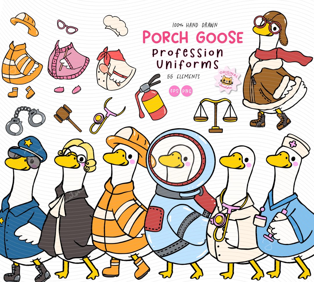 Porch Goose Profession Uniforms | Classroom Decor Printable Goose ...