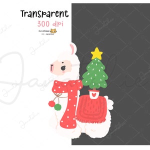 Mexican Christmas Llama PNG Clipart Cute Winter Llama Cartoon Drawing ...