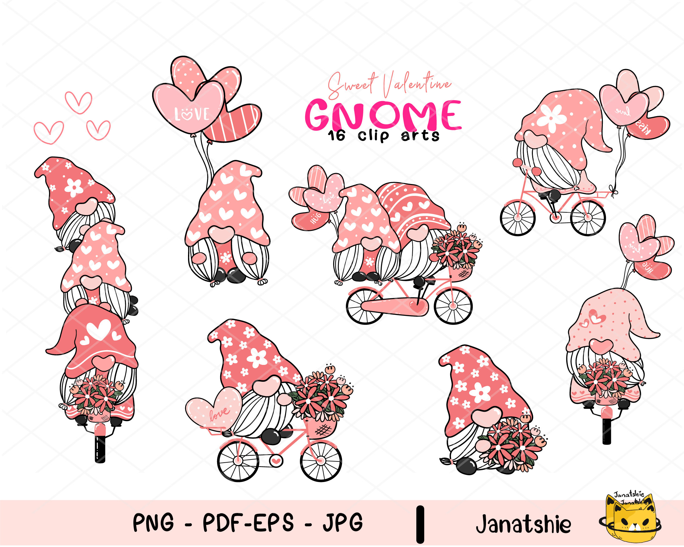 Valentine Gnome Clipart Valentine Clipart Gnome Clip Art - Etsy