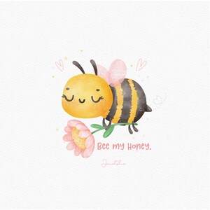 Bee Clipart Png, Honeybee Watercolor Clipart, Kawaii Cartoon Character ...