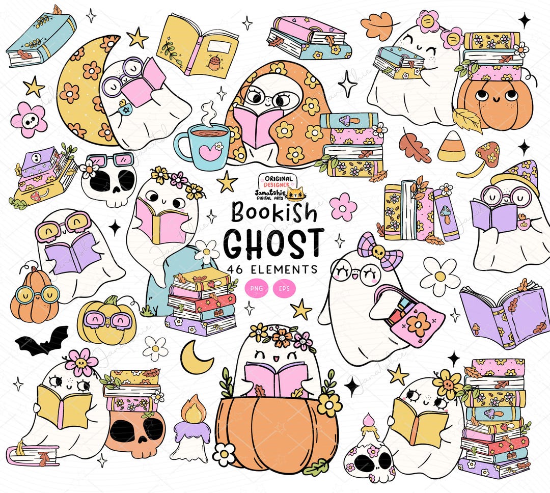 Ghost Reading Book Png Bookish Ghost Png Pastel Bookish Halloween ...