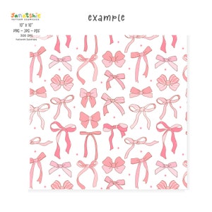 Coquette Bow Pattern Seamless File Cute Preppy Pink Ribbon Bow Doodle ...
