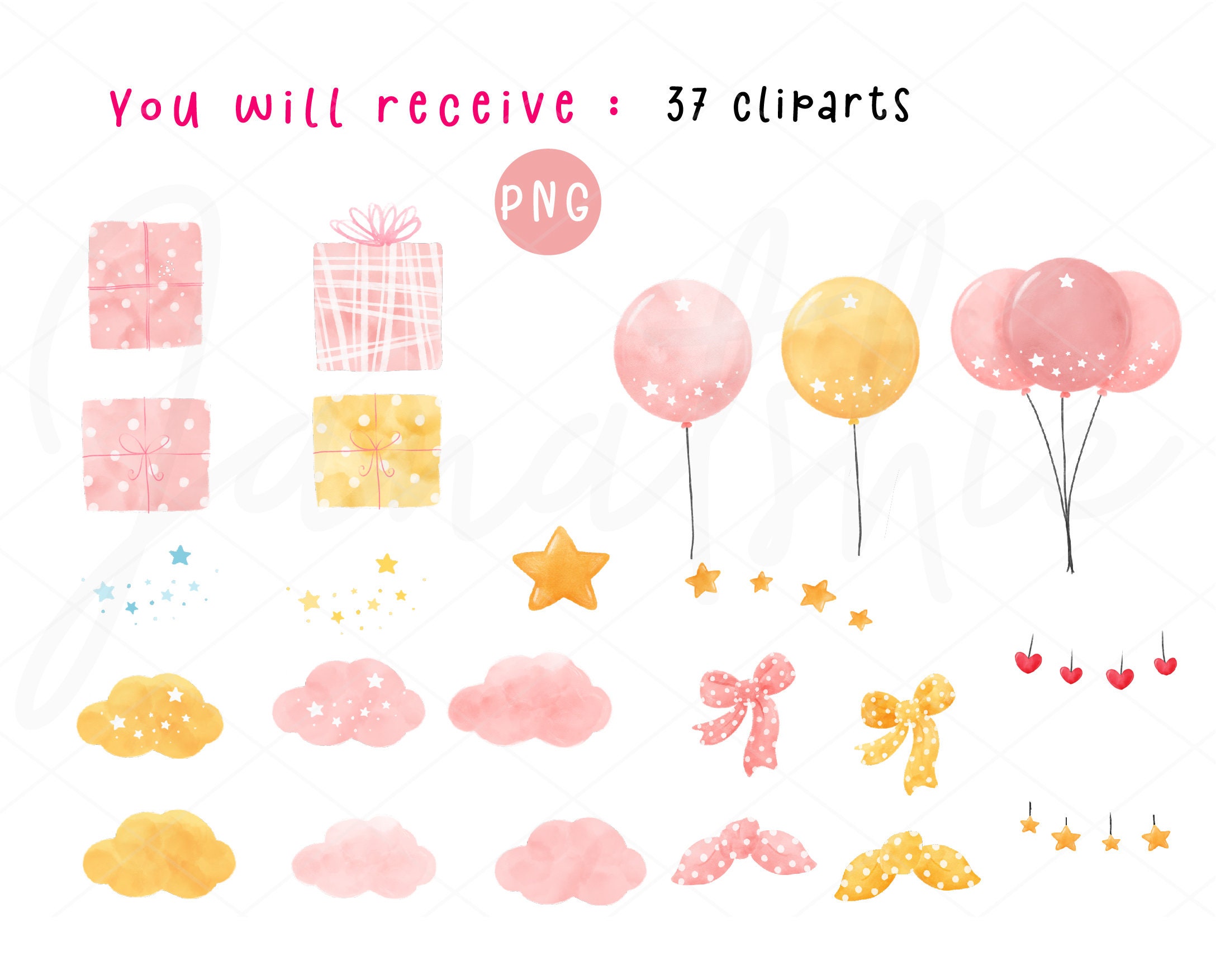 Watercolour Baby Cow Girl Clipart Set Pink Baby Shower - Etsy