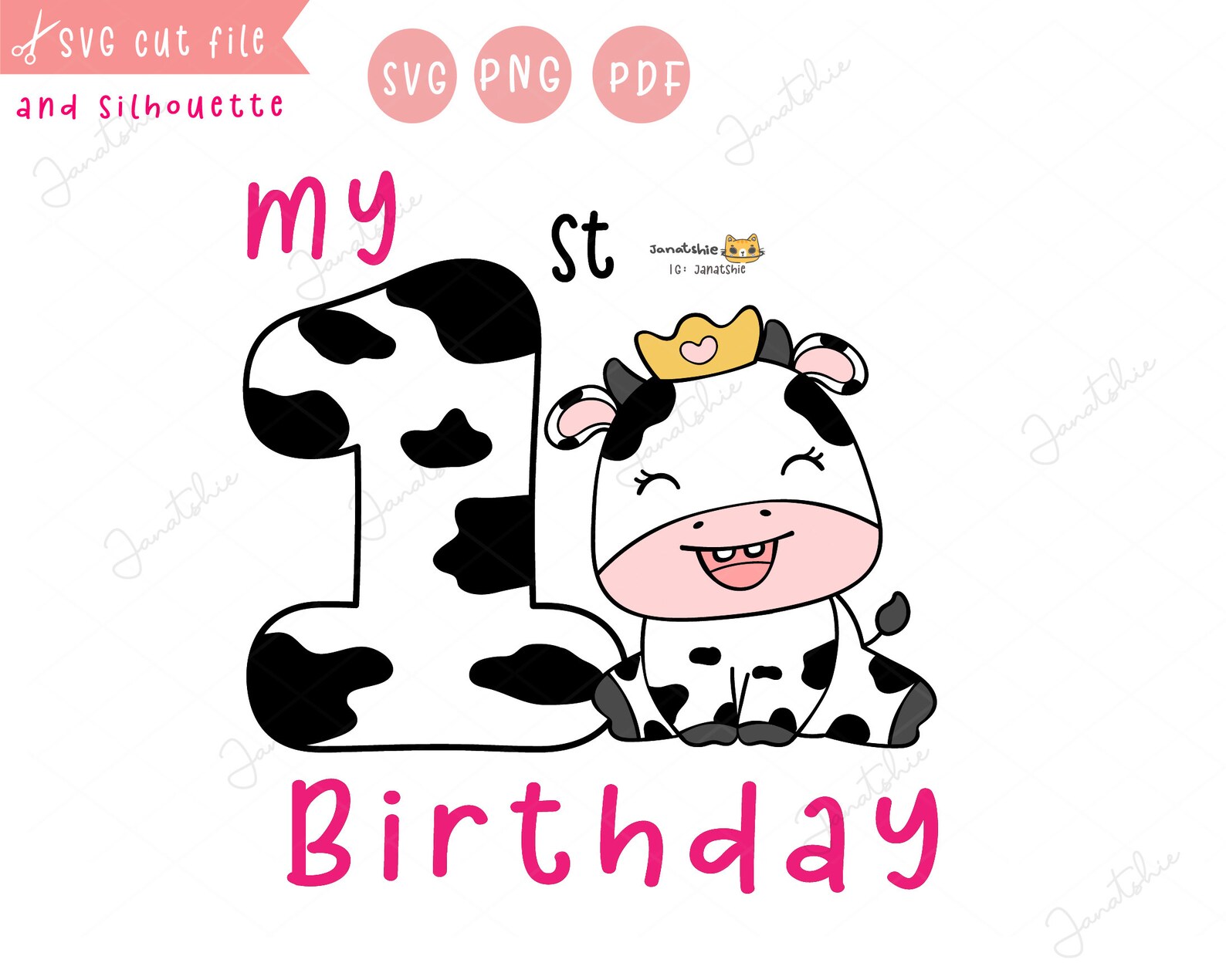 Cute Baby Cow Girl First Birthday Svg Birthday Cow One Svg - Etsy