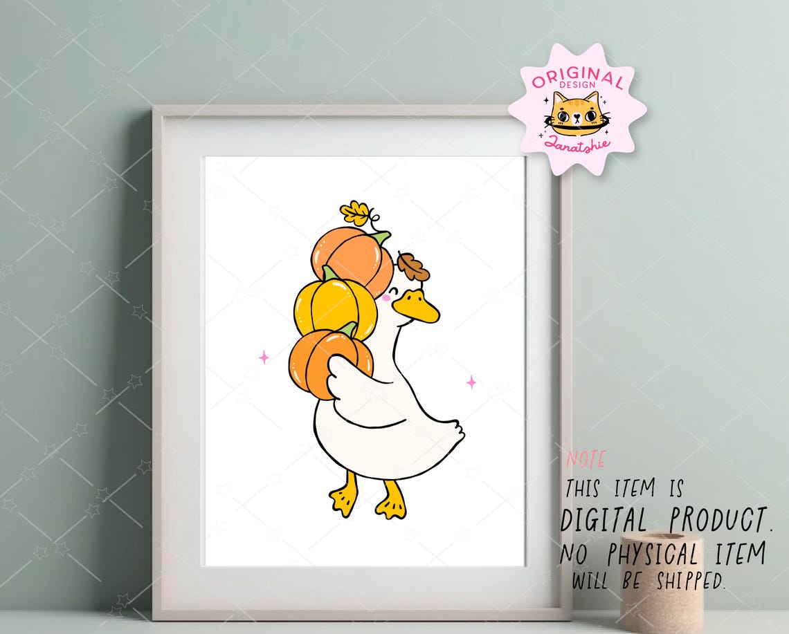 Fall Silly Goose Clipart Set | Hand-drawn Cozy Autumn Doodles (SVG, PNG ...