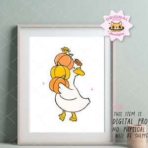 Fall Silly Goose Clipart Set | Hand-drawn Cozy Autumn Doodles (SVG, PNG ...