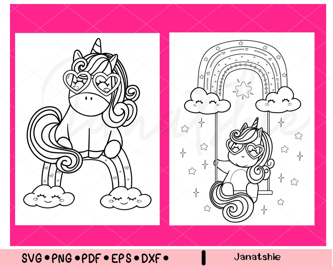 Unicorn Outline SVG Baby Unicorn Clipart SVG Set Unicorn - Etsy