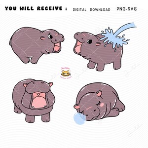 Pygmy Hippo Doodle PNG SVG: Playful & Grumpy Clipart (digital Download ...